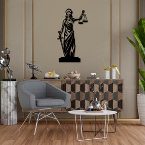 Blind Lady Justice Wall Art, Wood Greek Scales of Justice, Lawyer Gift ...