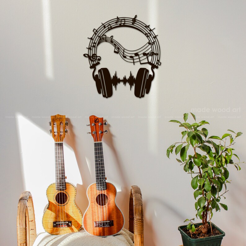 Wooden Headphones Wall Decor, Soundwave Art, Voice Recording Gift ...