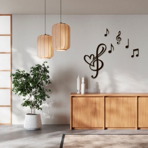 Music Notes Wall Art, Wood Sheet Music Symbol, Artwork for Music Room ...