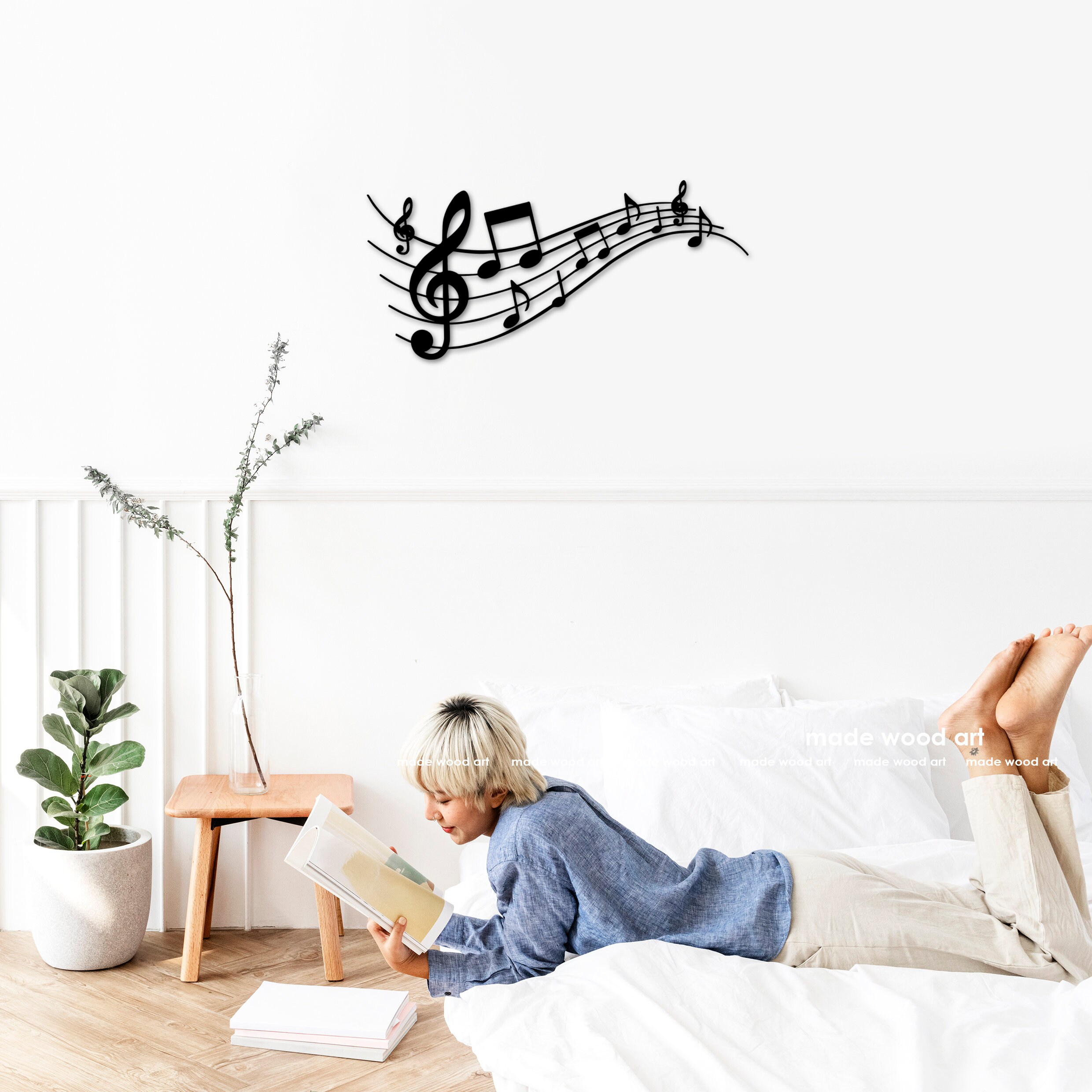 Music Notes Wall Art Wood Wall Decor Music Decor Living | Etsy