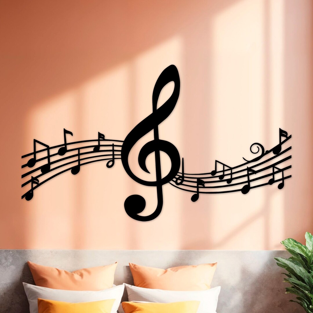 Music Wall Art, Wooden Musical Notes, Treble Clef Symbol, Gifts for ...