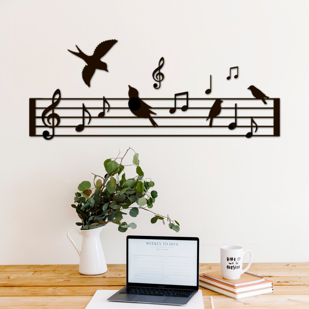 Music Notes Wall Art, Wood Wall Art, Music Decor, Wood Music Note ...