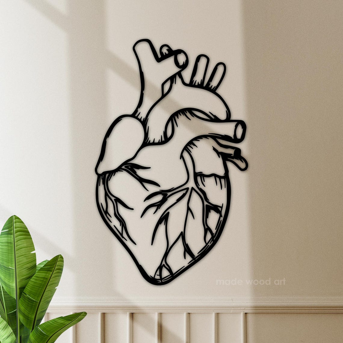 Anatomical Heart Wood Wall Art, Human Anatomy, Medical Office Decor ...