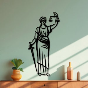 Blind Lady Justice Wall Art, Wooden Greek Scales of Justice, Lawyer ...