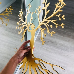 Gold Tree of Life Wall Art, Wood Wall Decor, Above Bed Art, Family Tree ...