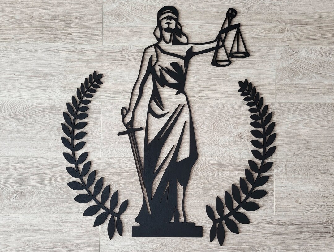 Blind Lady Justice Wall Art, Wood Scales of Justice, Judge Gifts ...