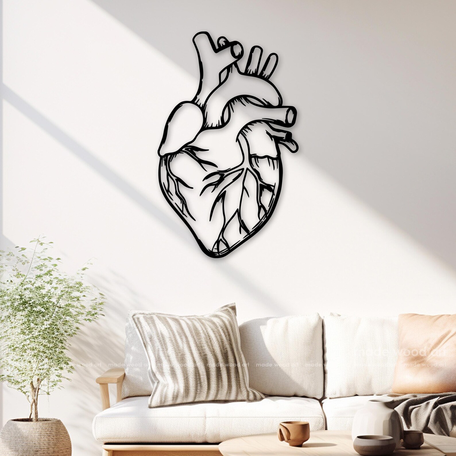 Anatomical Heart Wood Wall Art, Human Anatomy, Medical Office Decor ...