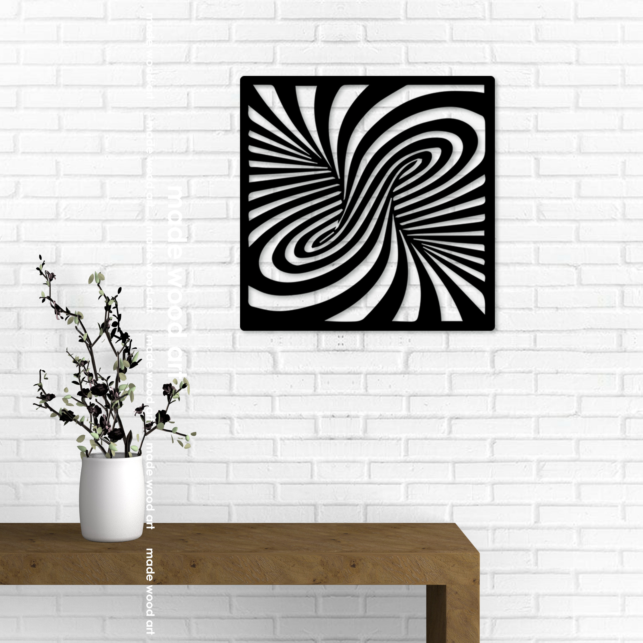 Illusion wall art Wood wall decor Tornado wall art Optical | Etsy