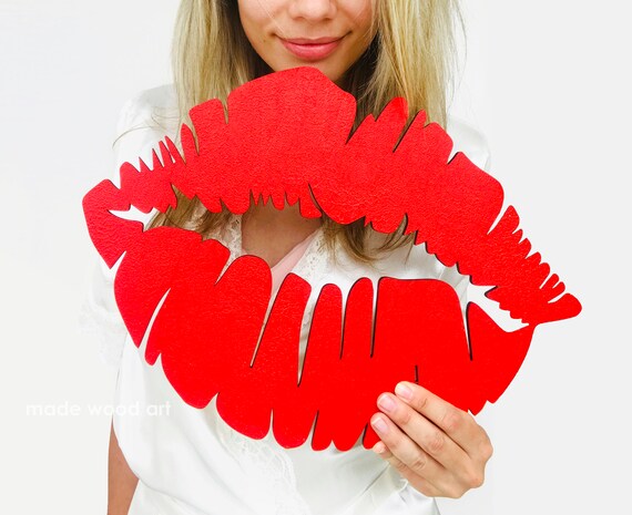 Red Lips Wall Art Wood Wall Art Lip Wall Decor Wooden Lips | Etsy