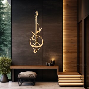 Wood Guitar Wall Art, Music Themed Decor, Music Lover Gift, Bedroom ...