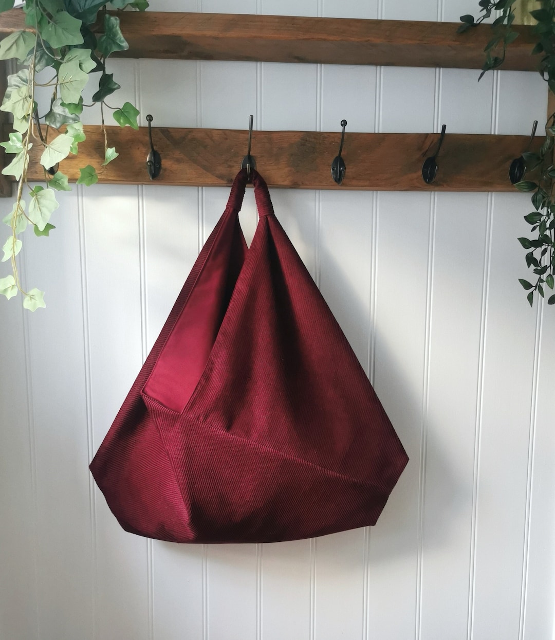 Burgundy Corduroy Slouchy Origami Bag With Matching Lining - Etsy