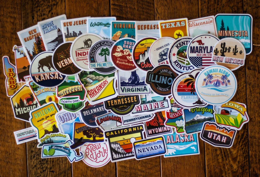 50-piece US State Sticker Pack - Etsy