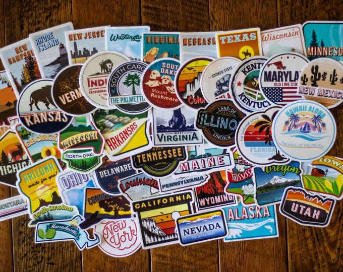 50-piece US State Sticker Pack - Etsy