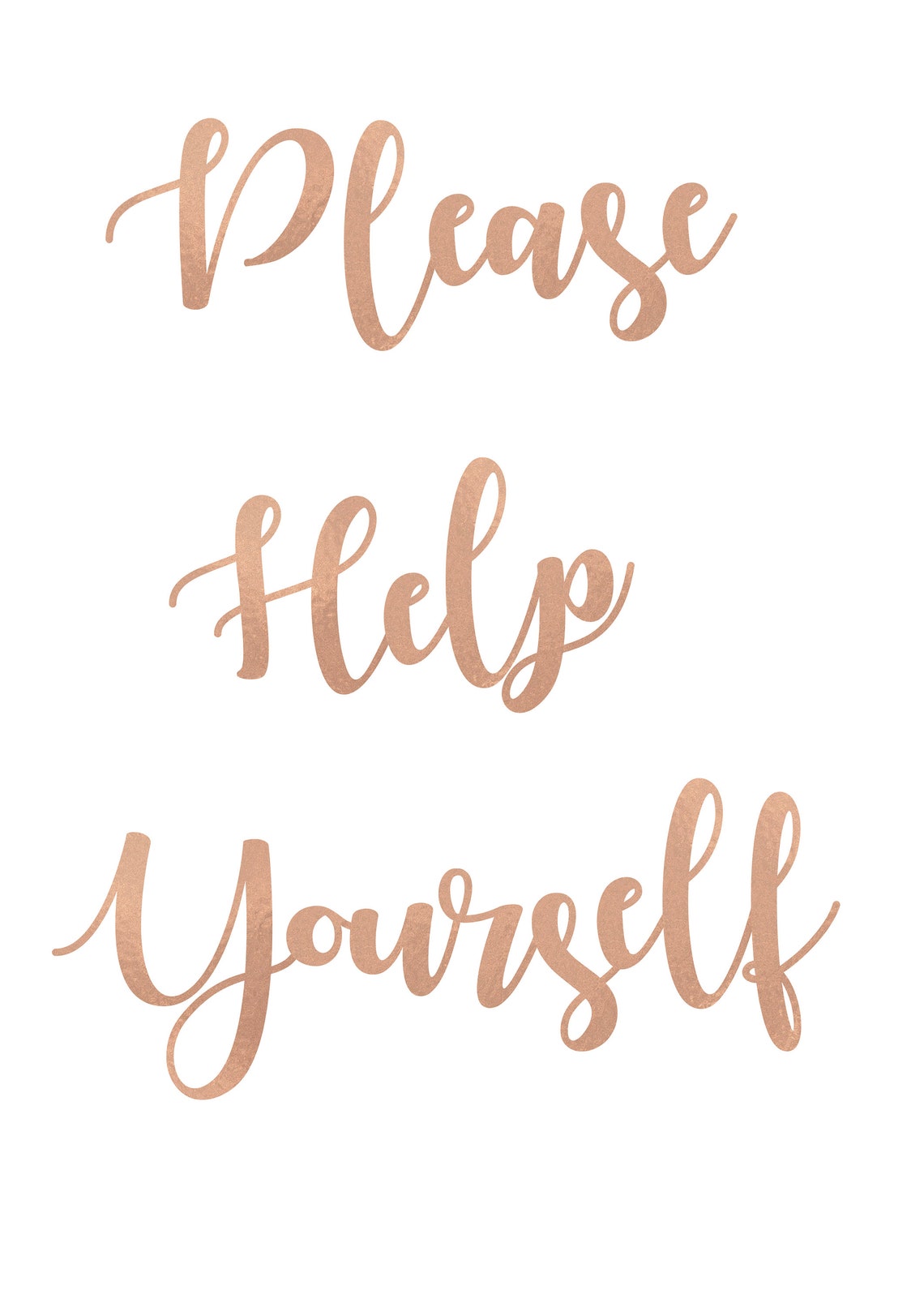 Printable Wedding Sign Please Help Yourself Sign Rose Gold | Etsy