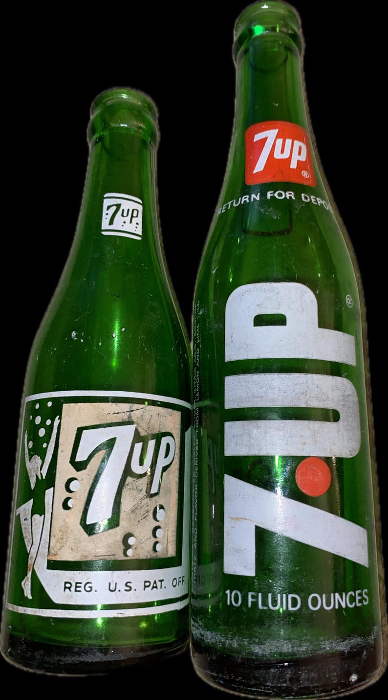 2 7UP Bottles, 1950 and 1970 Vintage - Etsy