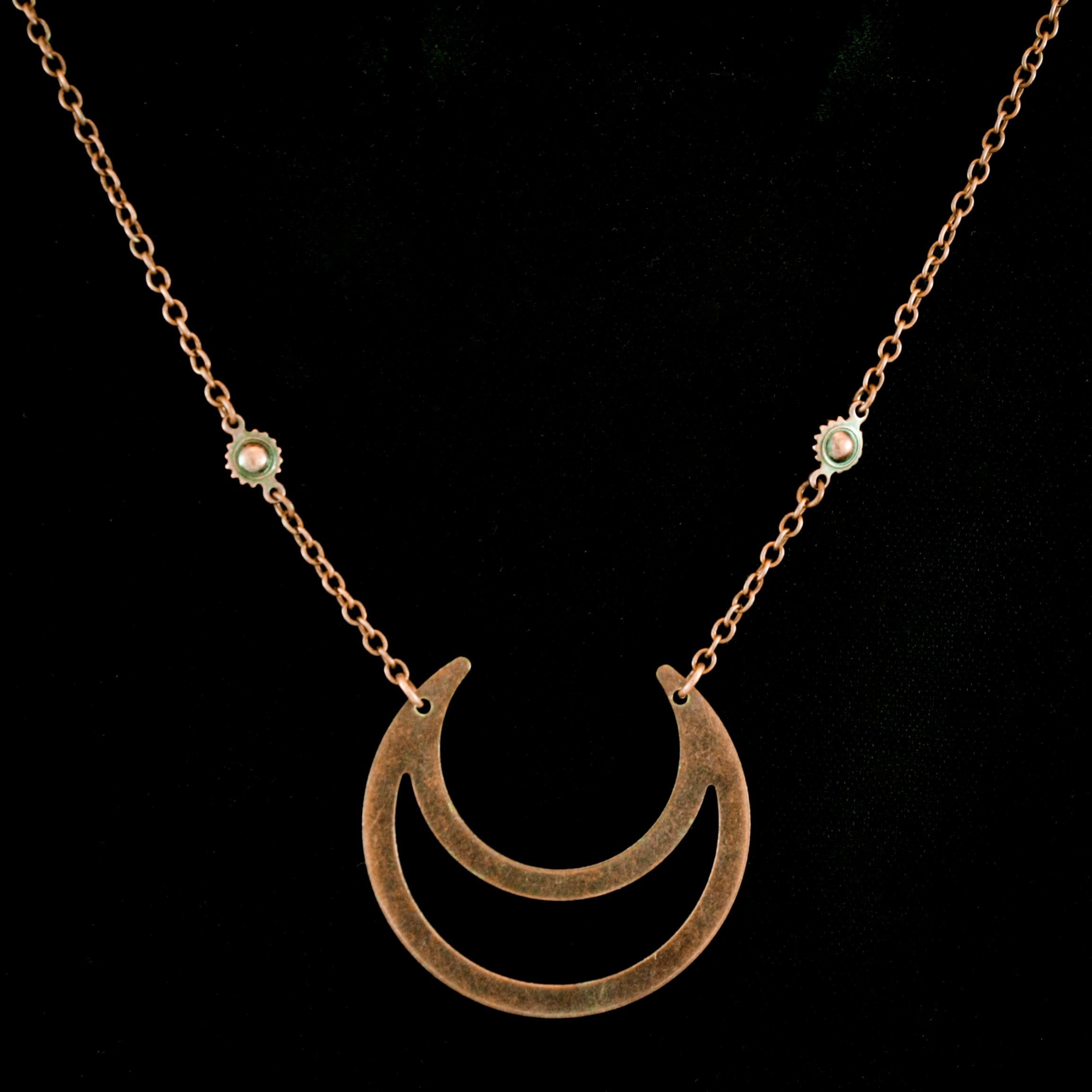 Crescent Moon Necklace With Dainty Chain Accent Charms | Etsy