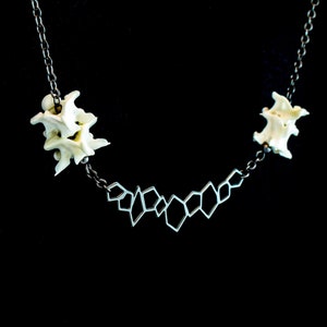Snake Vertebrae Necklace, Gunmetal Jewelry, Crystal Charm Necklace ...