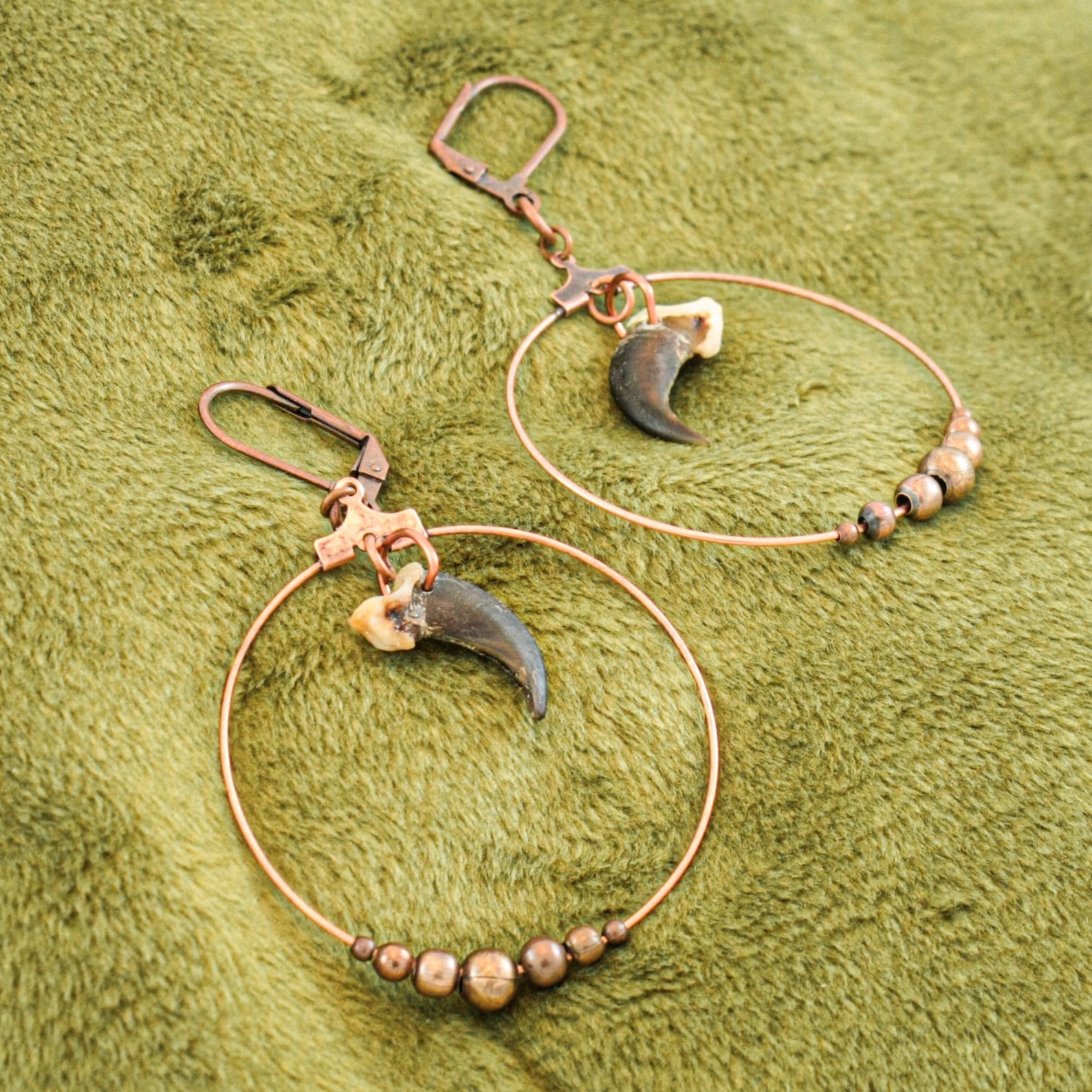 Coyote Claw Hoop Earrings Antique Copper Earrings Taxidermy - Etsy