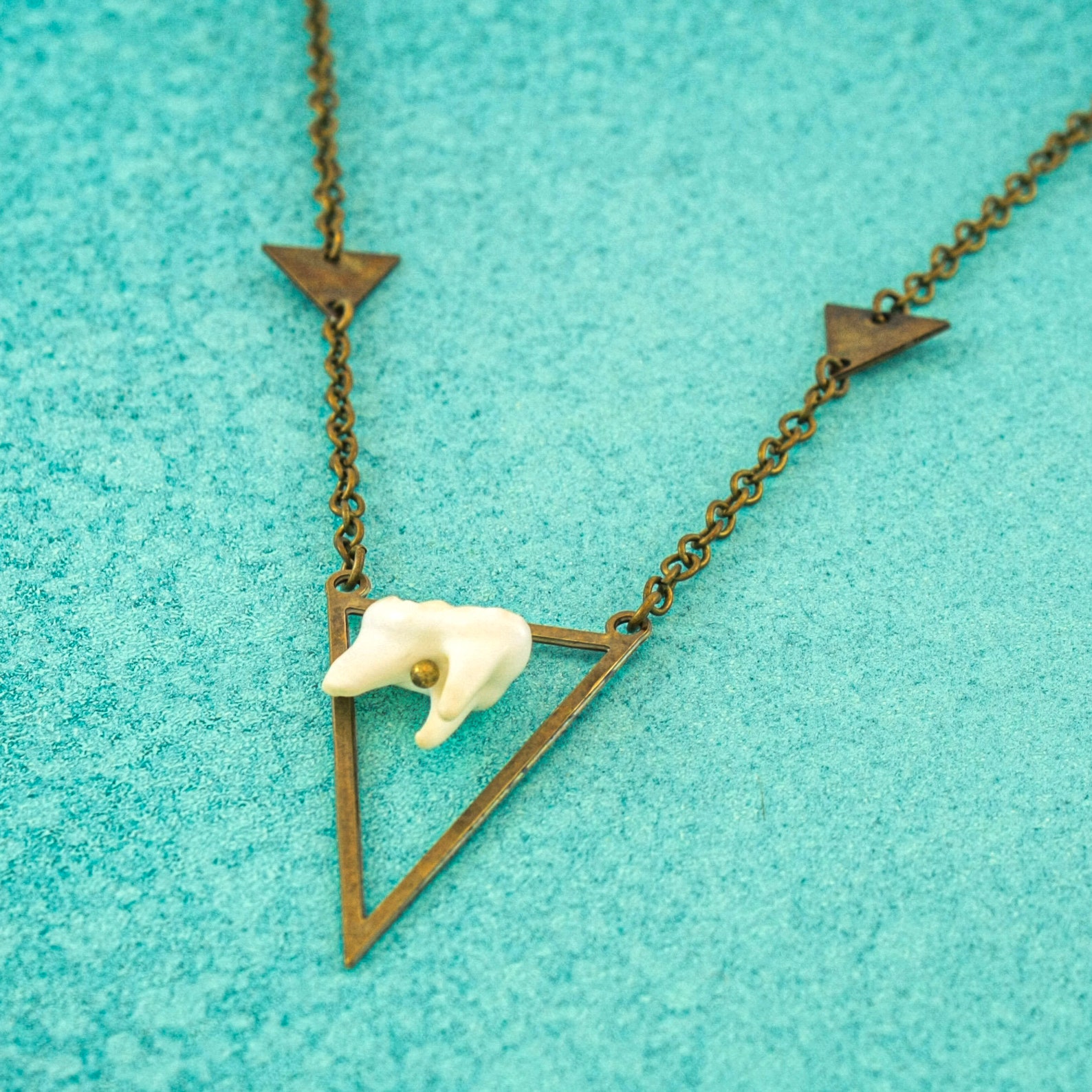 Coyote tooth necklace antique brass necklace animal bone | Etsy