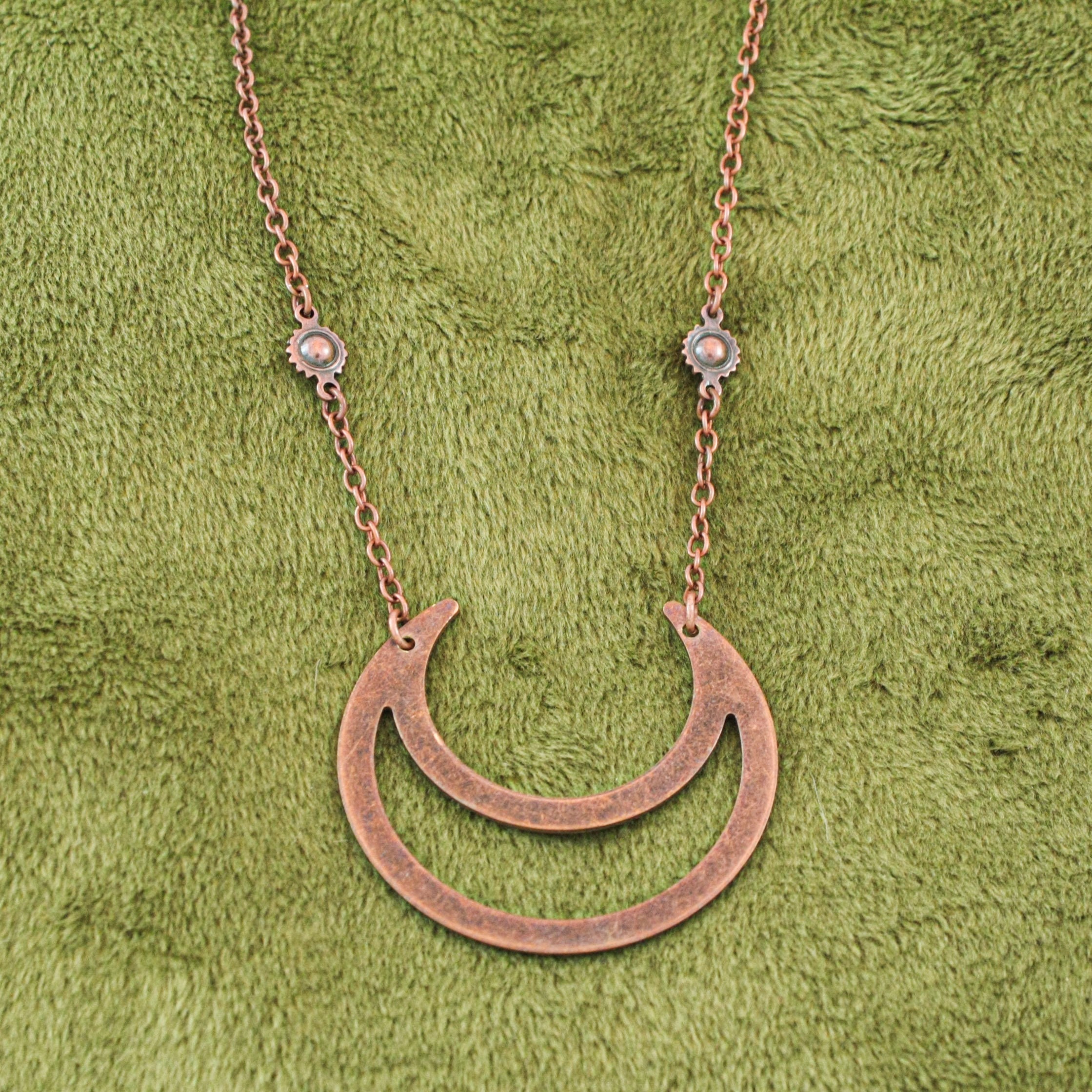 Crescent Moon Necklace With Dainty Chain Accent Charms | Etsy