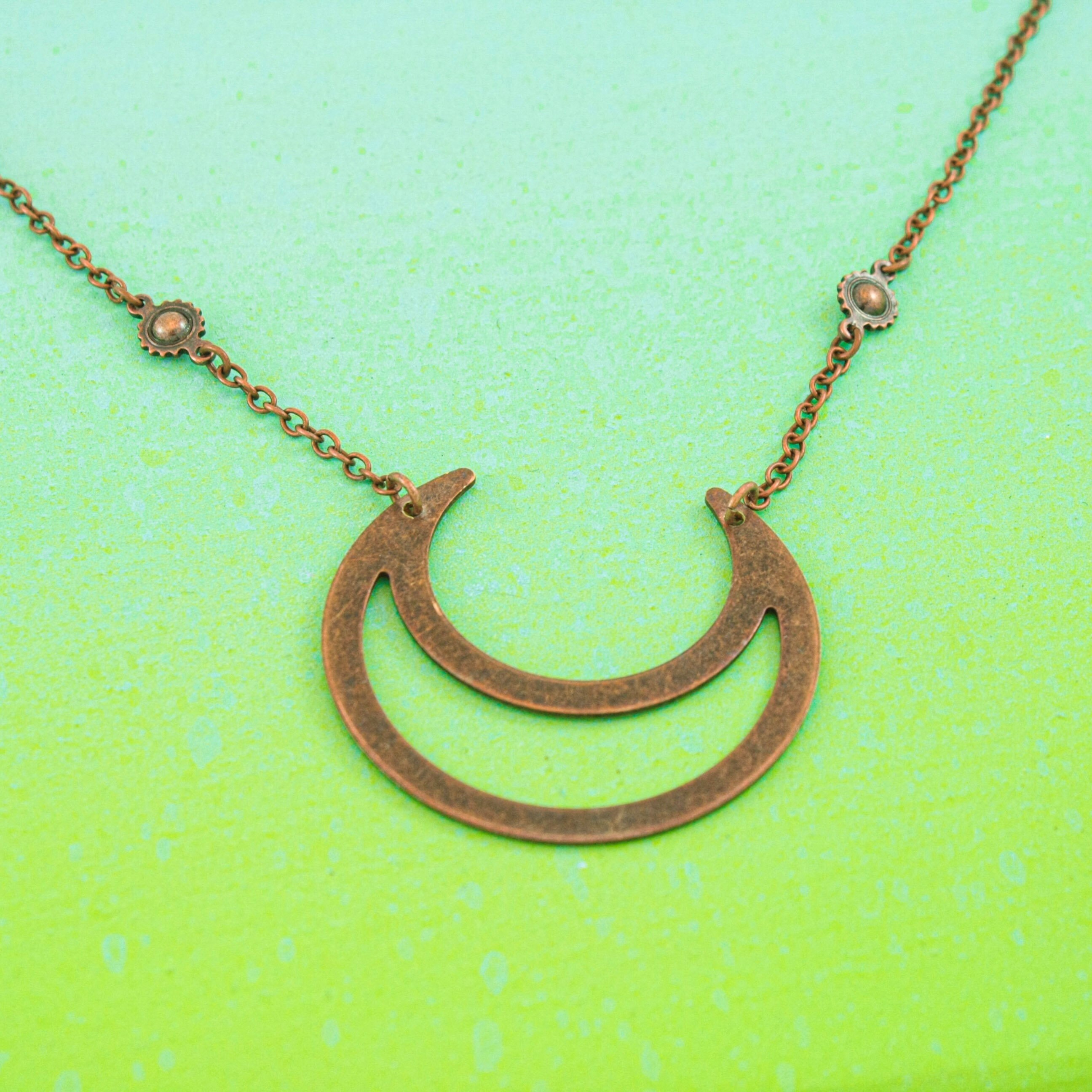 Crescent Moon Necklace With Dainty Chain Accent Charms | Etsy