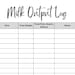 FILLABLE Milk Output Log | Milk Output Tracker | Milk Yield Tracker ...