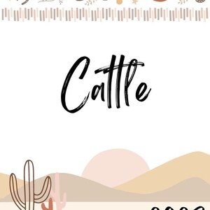 Farm Planner for Cattle Records WESTERN BOHO calving, Sales, Year ...