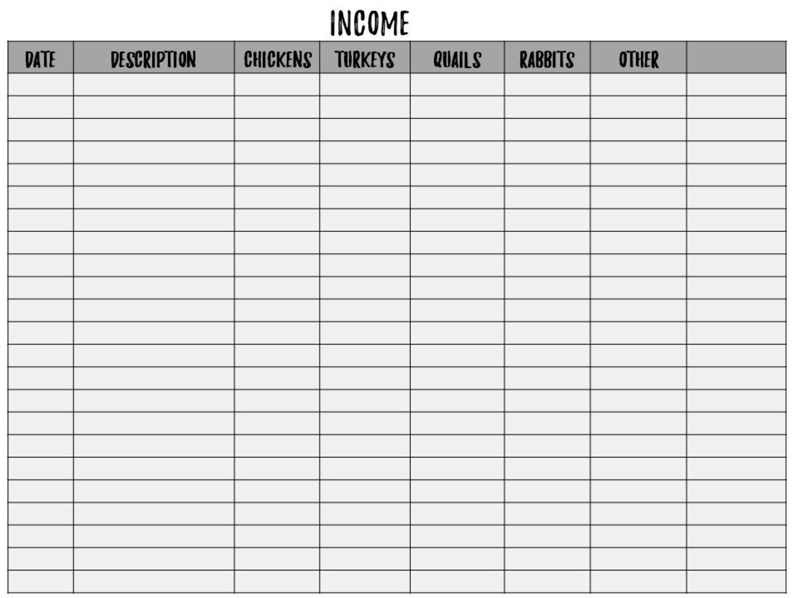 Farm Income Sheet Track all your farm income in one place | Etsy