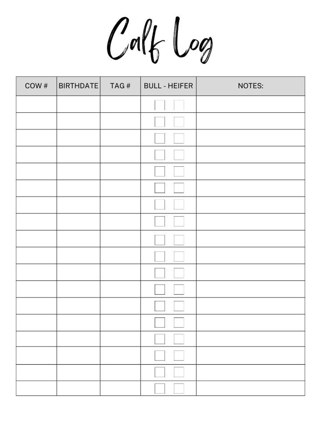 FILLABLE Farm Planner for Cattle Records | |calving, Sales, Year ...