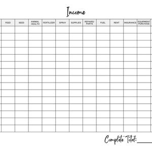FILLABLE Farm Income Sheet | Track All Your Farm Income in One Place - Etsy