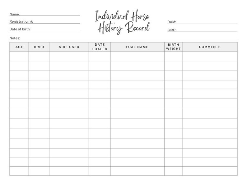 FILLABLE Farm Planner for Equine Records Farrier Records, Foaling ...