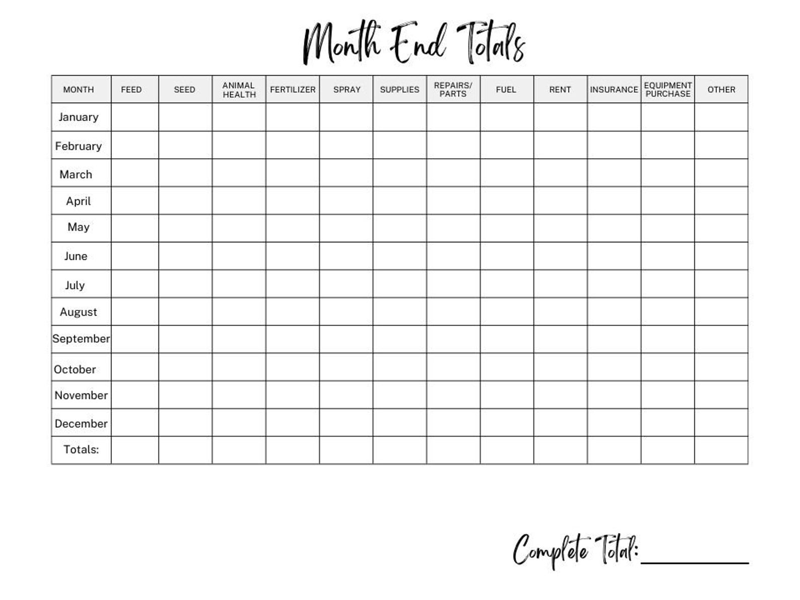 FILLABLE Farm Expense Sheet | Farm Planner Insert | Track All Your Seed ...