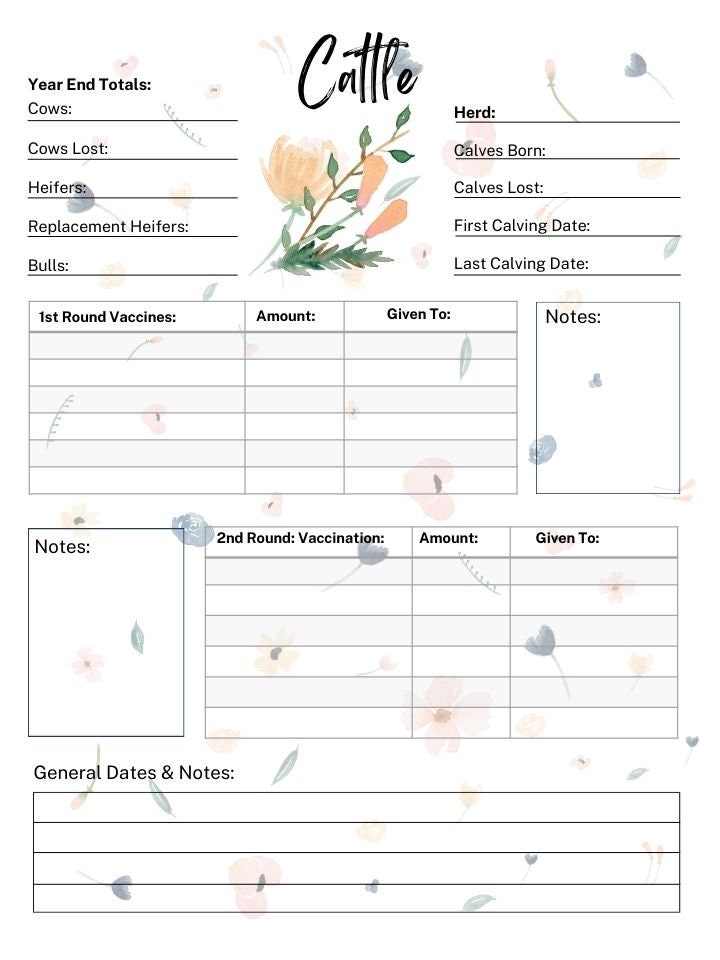 Farm Planner for Cattle Records |FLORAL |calving, Sales, Year Overview ...