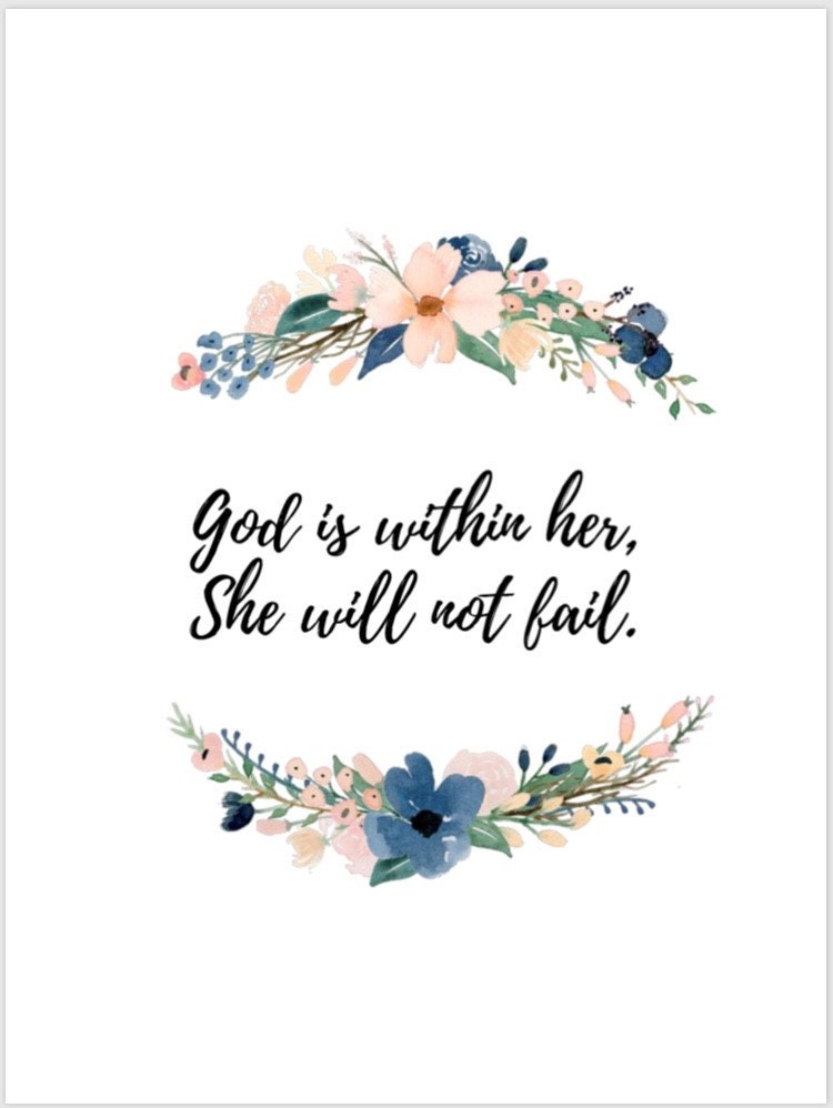 Psalm 46:5 God is Within Her, She Will Not Fail | Navy and Blush Floral ...