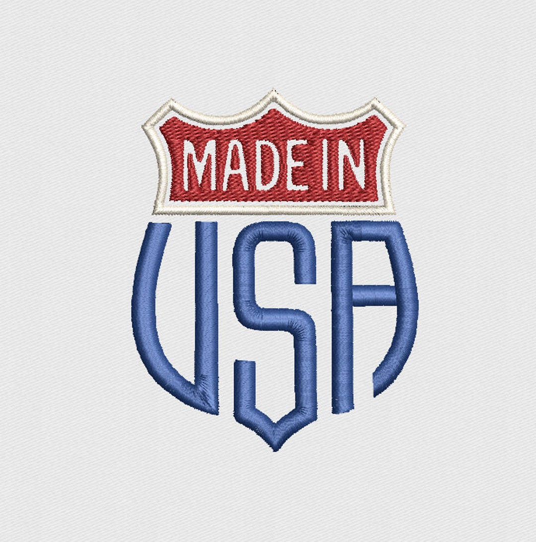 Made in the USA - Interstate Sign Style Logo - Machine Embroidery ...