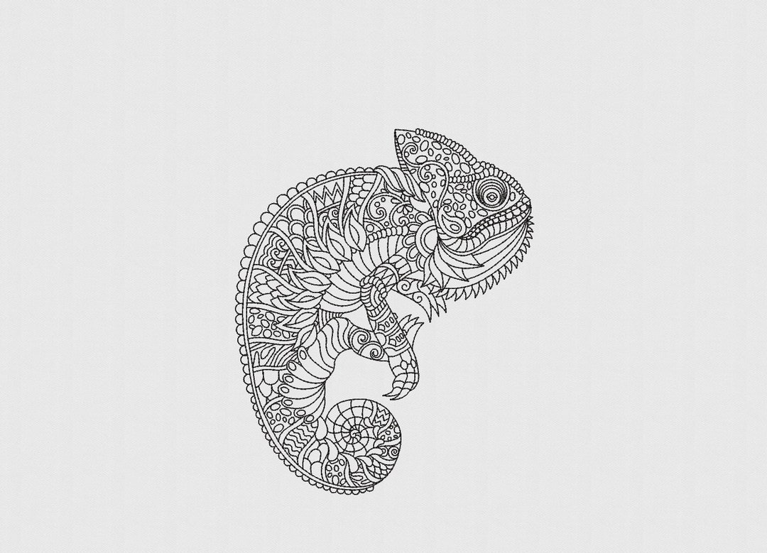 Chameleon Zentangle - Machine Embroidery Design - 9 Formats - Instant ...