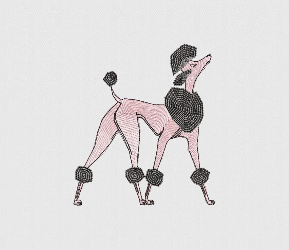 Poodle Art Deco Style Machine Embroidery Design 5 Sizes 9 Formats ...