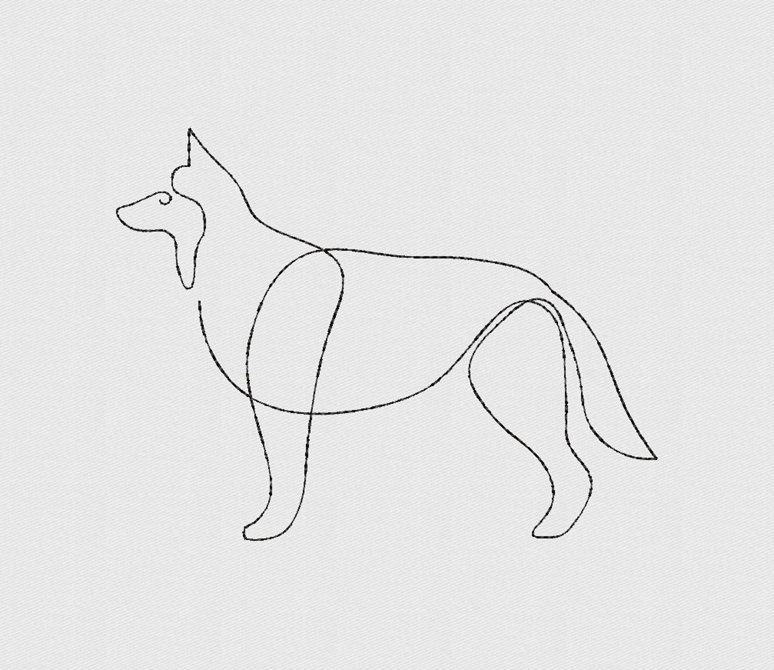 Husky Doodle Single Line Art Style Machine Embroidery - Etsy