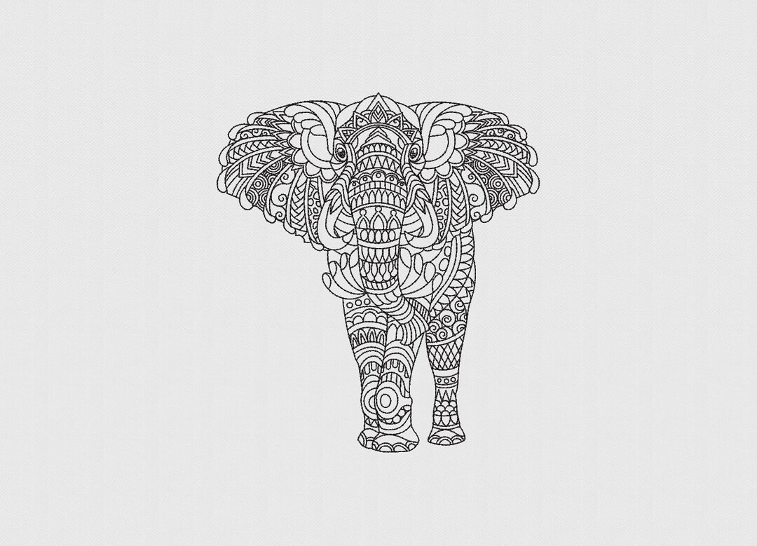 Elephant Zentangle - Machine Embroidery Design - 9 Formats - Instant ...