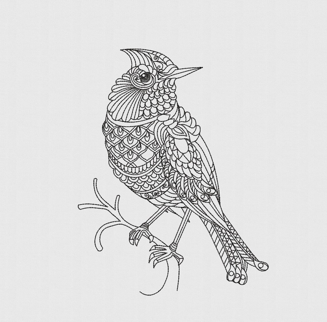 Cardinal Zentangle Machine Embroidery Design 9 Formats - Etsy