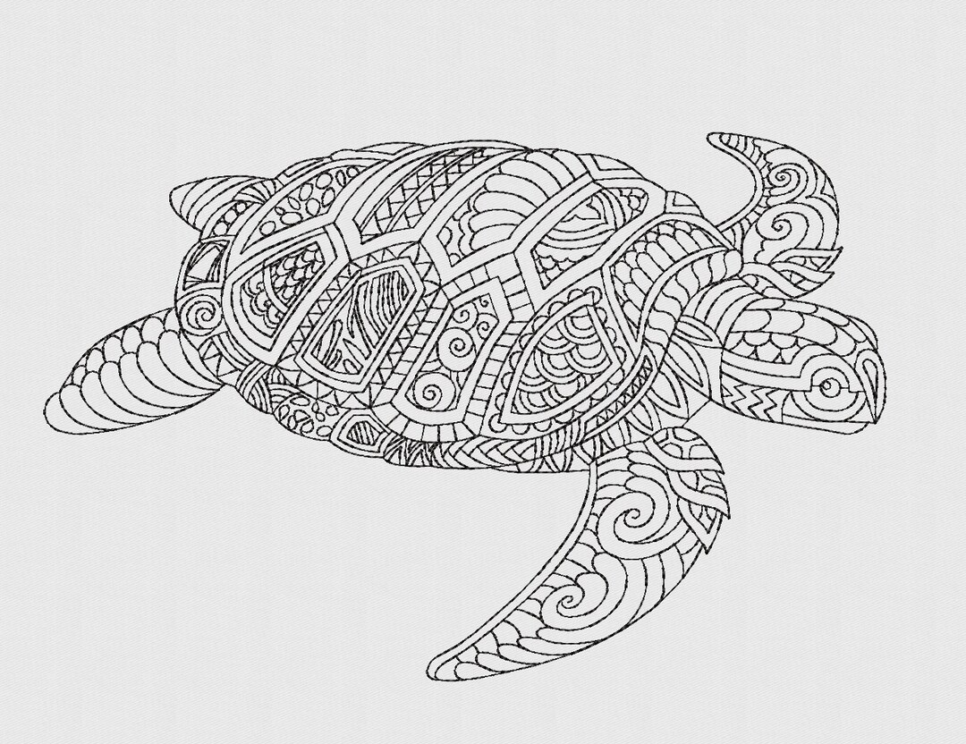Turtle Zentangle - Machine Embroidery Design - 9 Formats - Instant ...