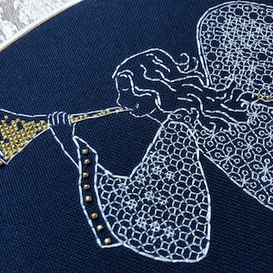 Blackwork Angel Cross Stitch Pattern by Fiona Baker - Etsy