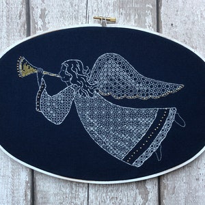 Blackwork Angel Cross Stitch Pattern by Fiona Baker - Etsy