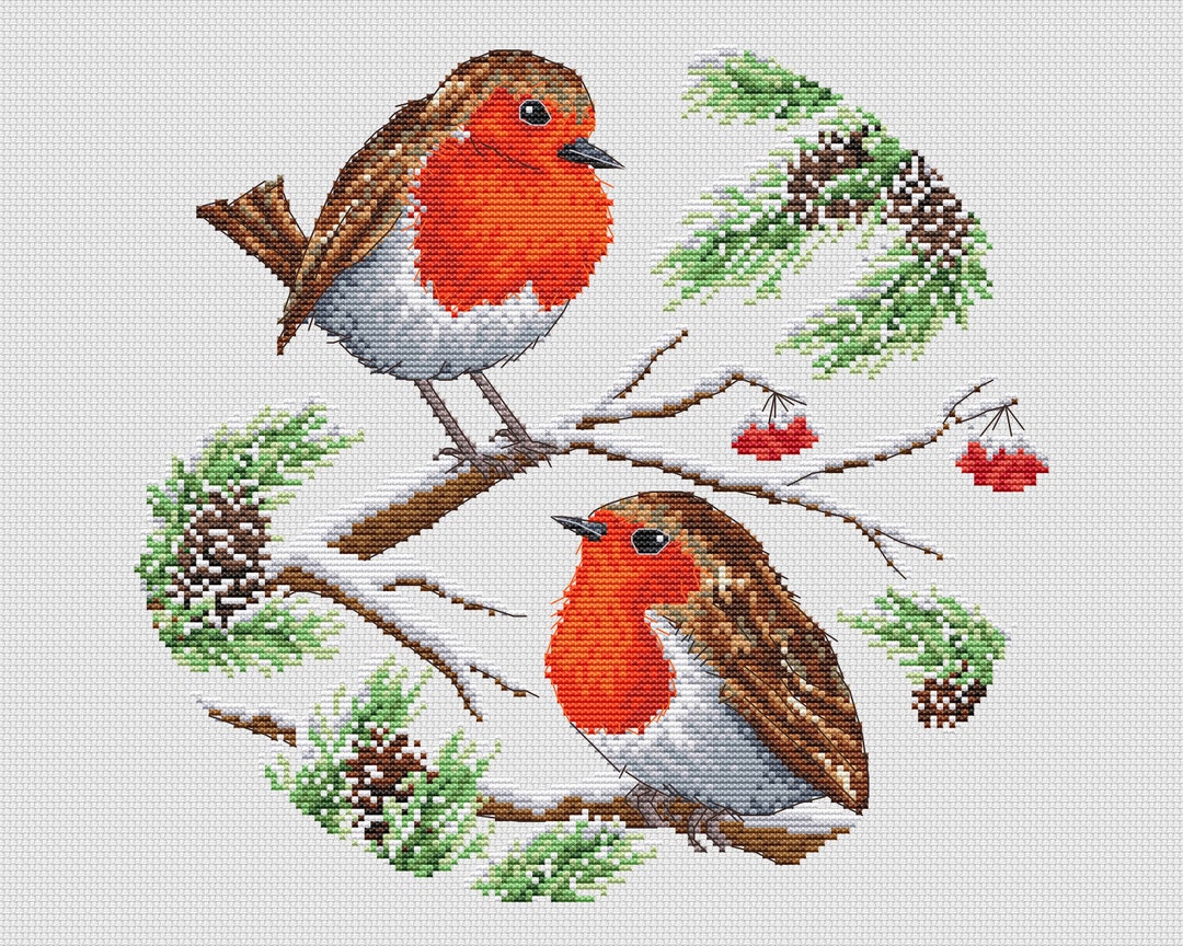 Robins Cross Stitch Pattern by Fiona Baker Instant Download PDF - Etsy UK