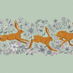 Running Hares Cross Stitch Pattern by Fiona Baker Instant - Etsy UK