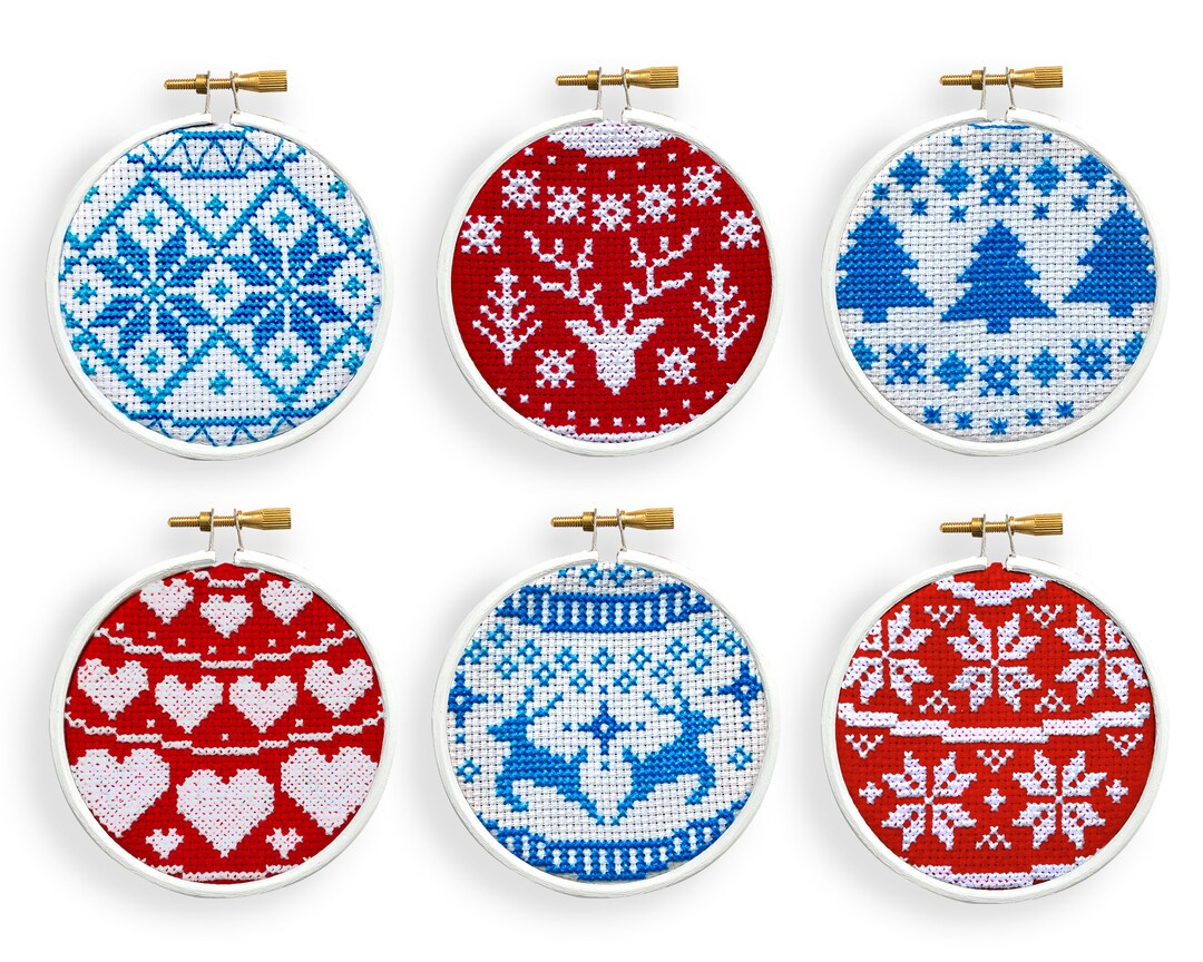 Scandi-style Patterned Bauble Set of 6 Cross Stitch Patterns - Etsy