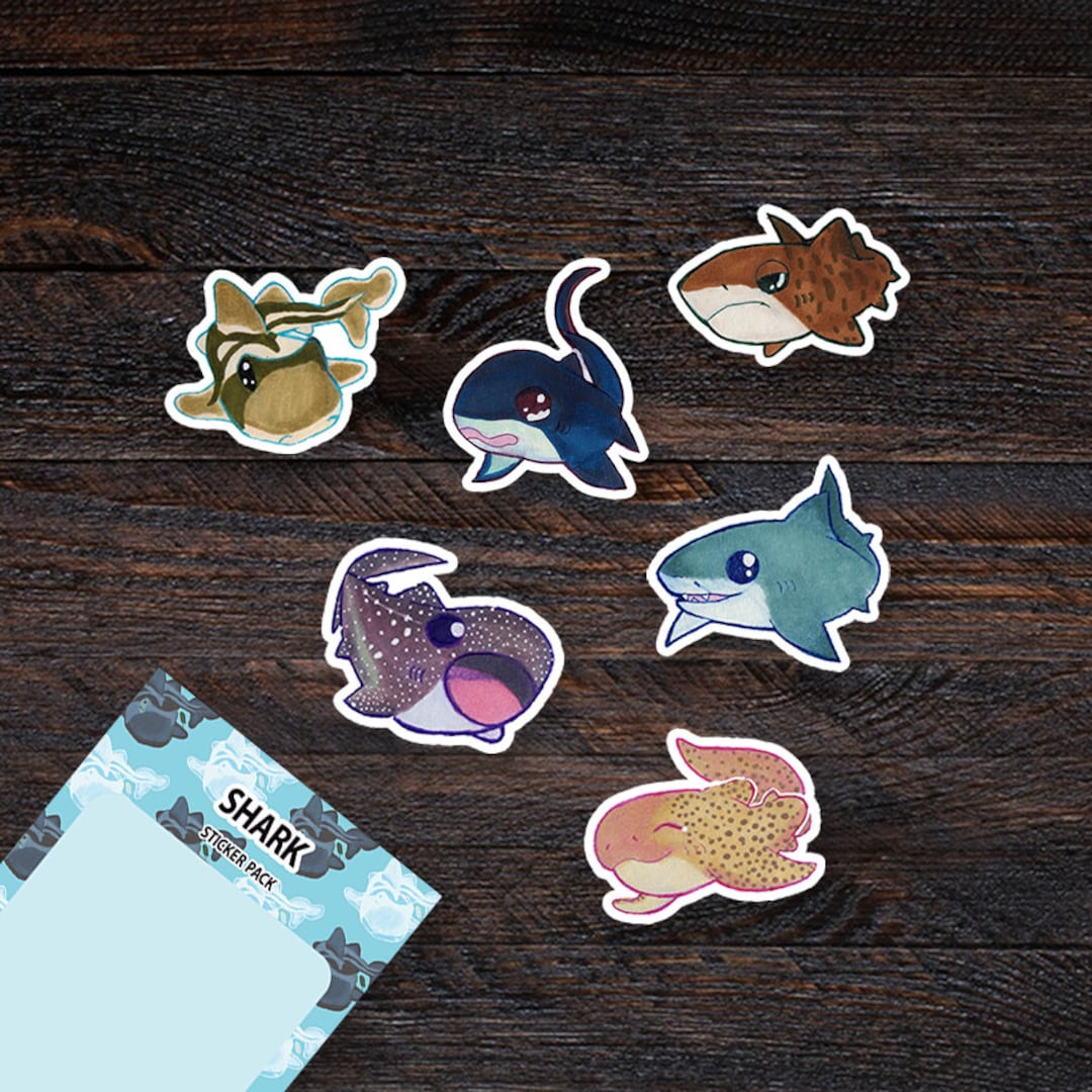 Shark Sticker Pack 2 Matte Waterproof Vinyl Small Stationery, Notebook ...