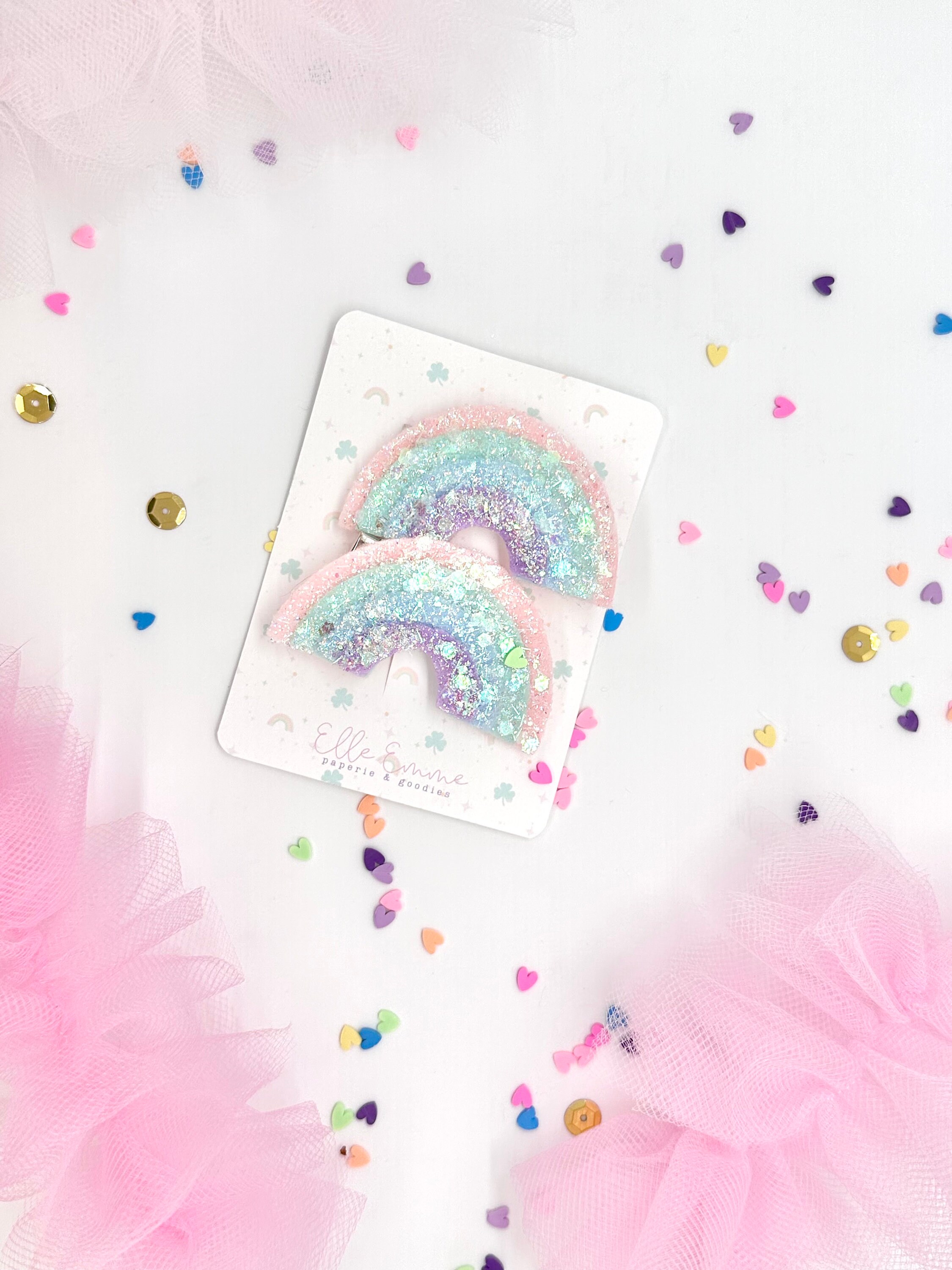 Rainbow Hair Bows, Glitter Hair Bows, Glitter Rainbow Clips, Glitter St ...
