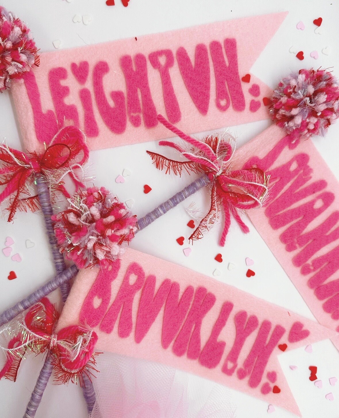 Pink Name Pennant Flag, Valentines Pennant Wand, Whimsy Name Flag, Name ...