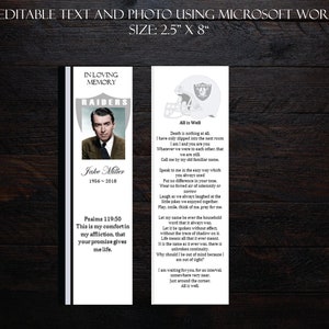 Funeral Bookmark Template Oakland Raiders Memorial Bookmark Program ...
